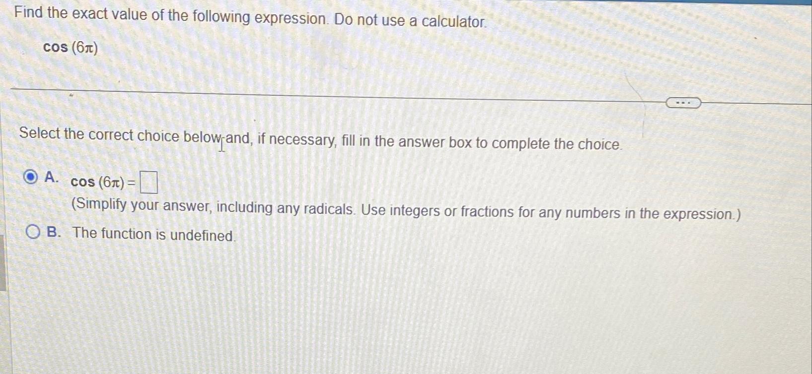 Solved Find the exact value of the following expression. Do | Chegg.com