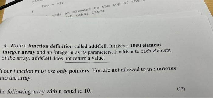 Solved top - -1; adds an element to the top of th eh (char | Chegg.com