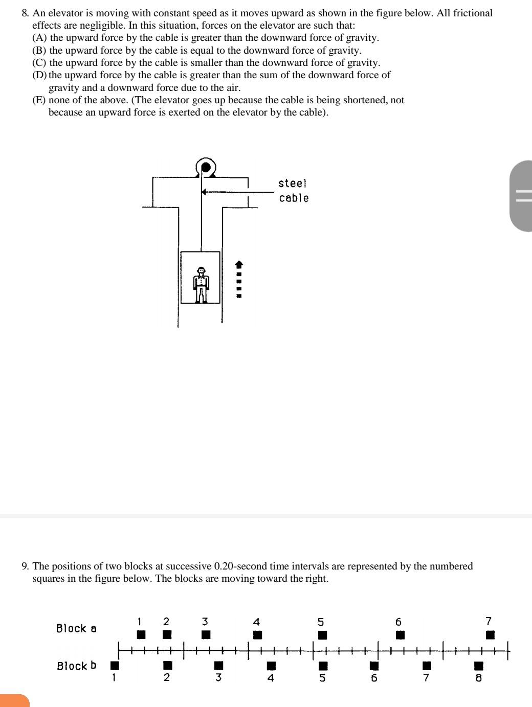 Solved 8. An elevator is moving with constant speed as it | Chegg.com