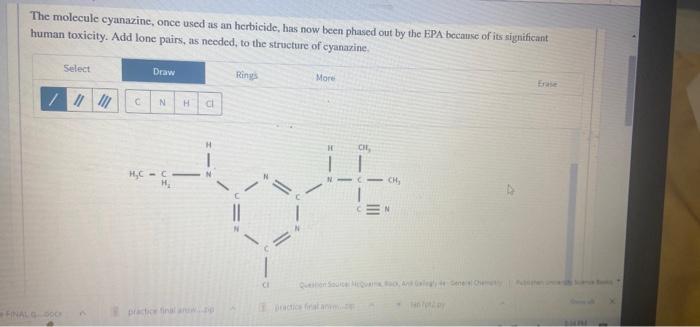 Solved The molecule cyanazine, once used as an herbicide, | Chegg.com