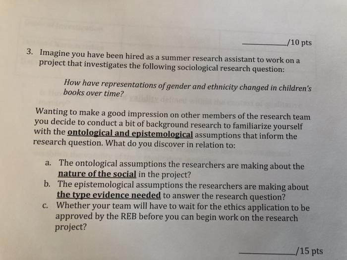 Solved _/10 pts 3. Imagine you have been hired as a summer | Chegg.com