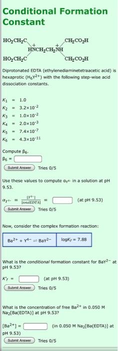 Solved Conditional Formation Constant HOẠCH, CH,CO,H | Chegg.com
