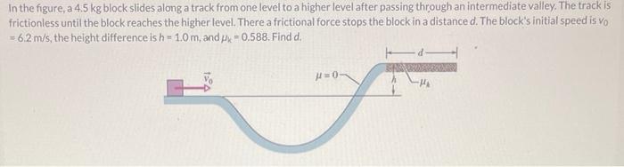 Solved In the figure, a 4.5 kg block slides along a track | Chegg.com