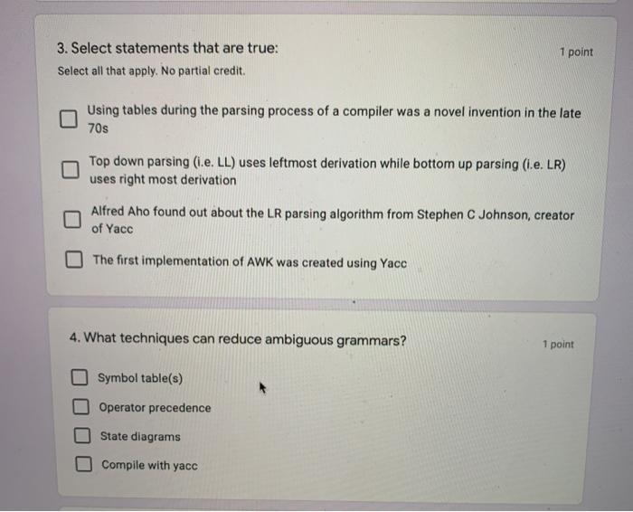 Solved 3. Select statements that are true: Select all that | Chegg.com