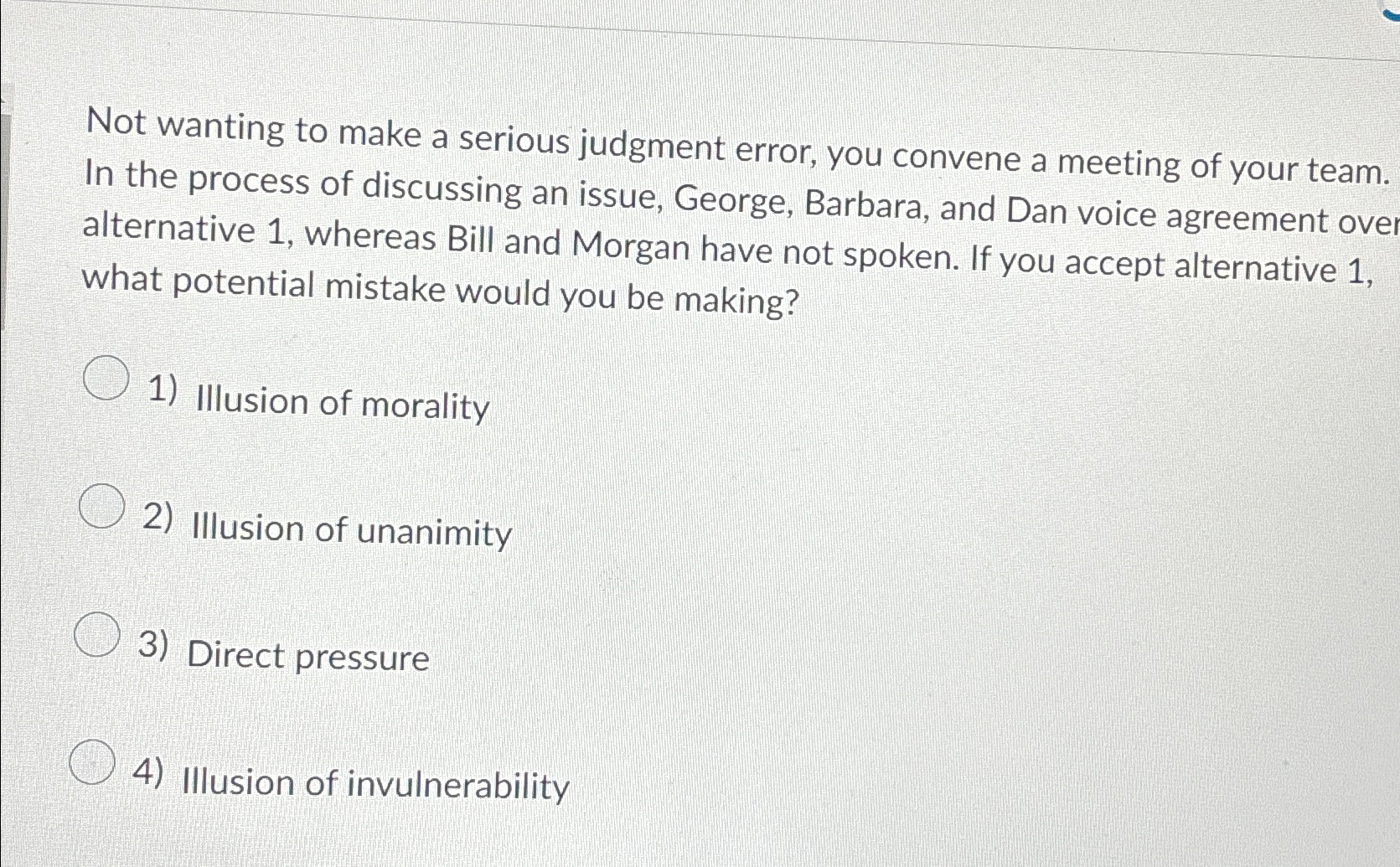 Solved Not wanting to make a serious judgment error, you | Chegg.com