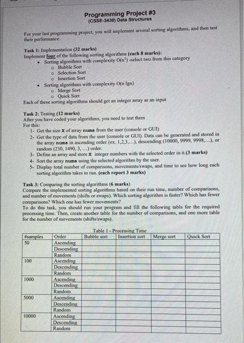 Solved Programming Project #3 (CSSE-3430) Data Structures | Chegg.com