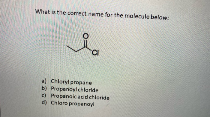 Solved What is the correct name for the molecule below: a) | Chegg.com