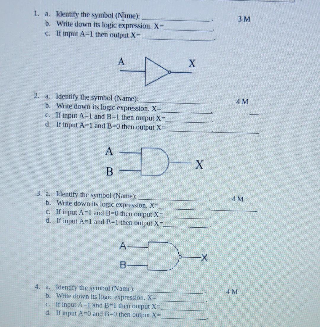 Solved 1. a. Identify the symbol (Name): b. Write down its | Chegg.com