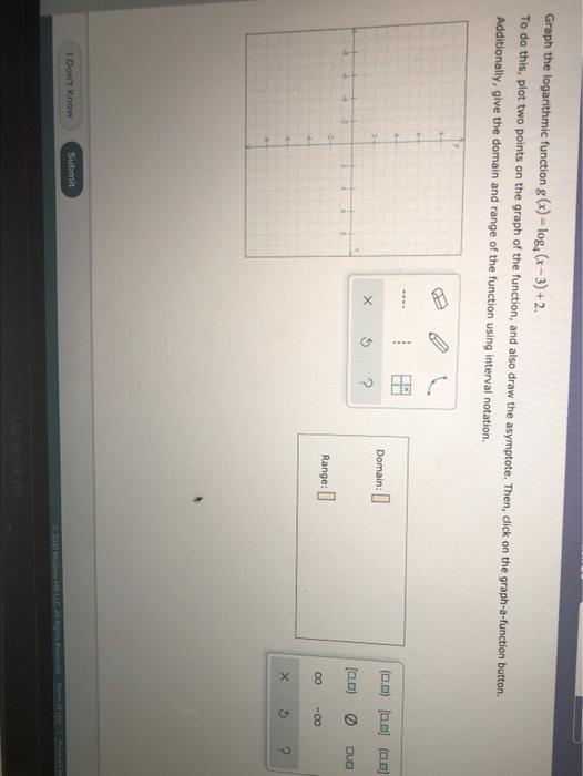 Solved Graph the logarithmic function g(x) = log, (x - 3)+2. | Chegg.com