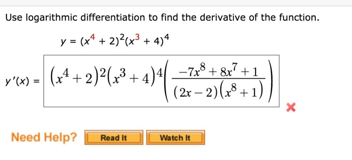 Solved Use logarithmic differentiation to find the | Chegg.com