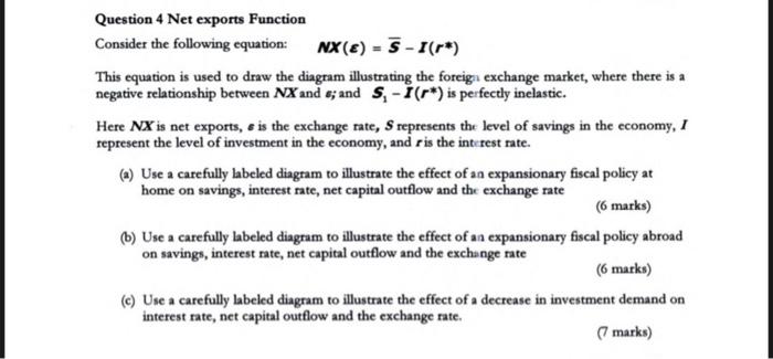 Question 4 Net exports Function Consider the | Chegg.com