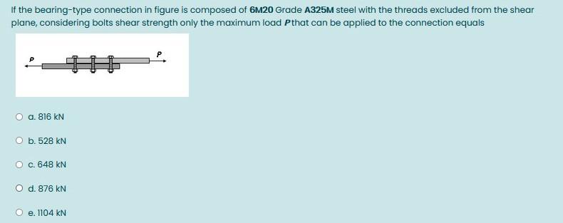 Solved if the bearing-type connection in figure is composed | Chegg.com