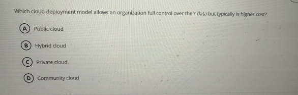 Solved Which cloud deployment model allows an organization | Chegg.com