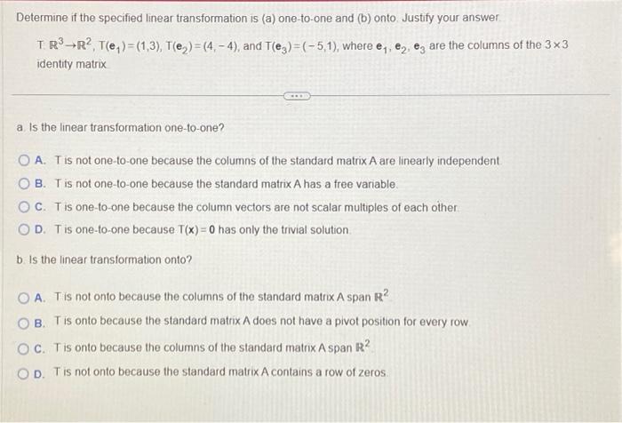 Solved Determine if the specified linear transformation is | Chegg.com