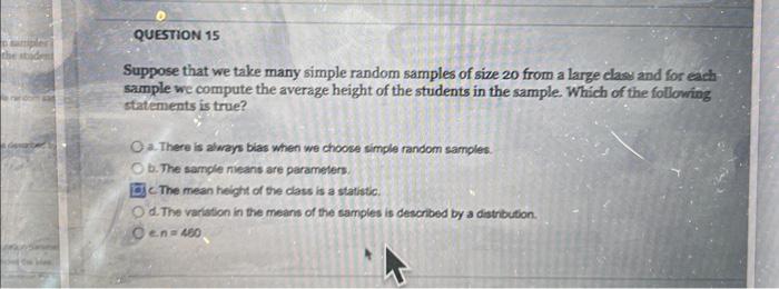 Solved Suppose that we take many simple random samples of | Chegg.com
