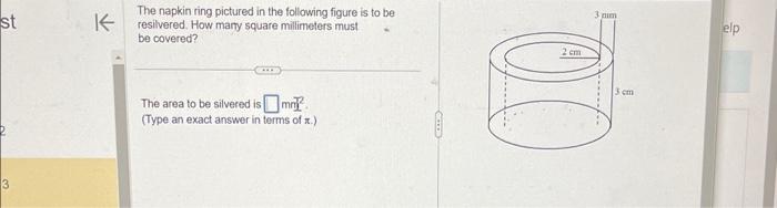 Solved The napkin ring pictured in the following figure is | Chegg.com