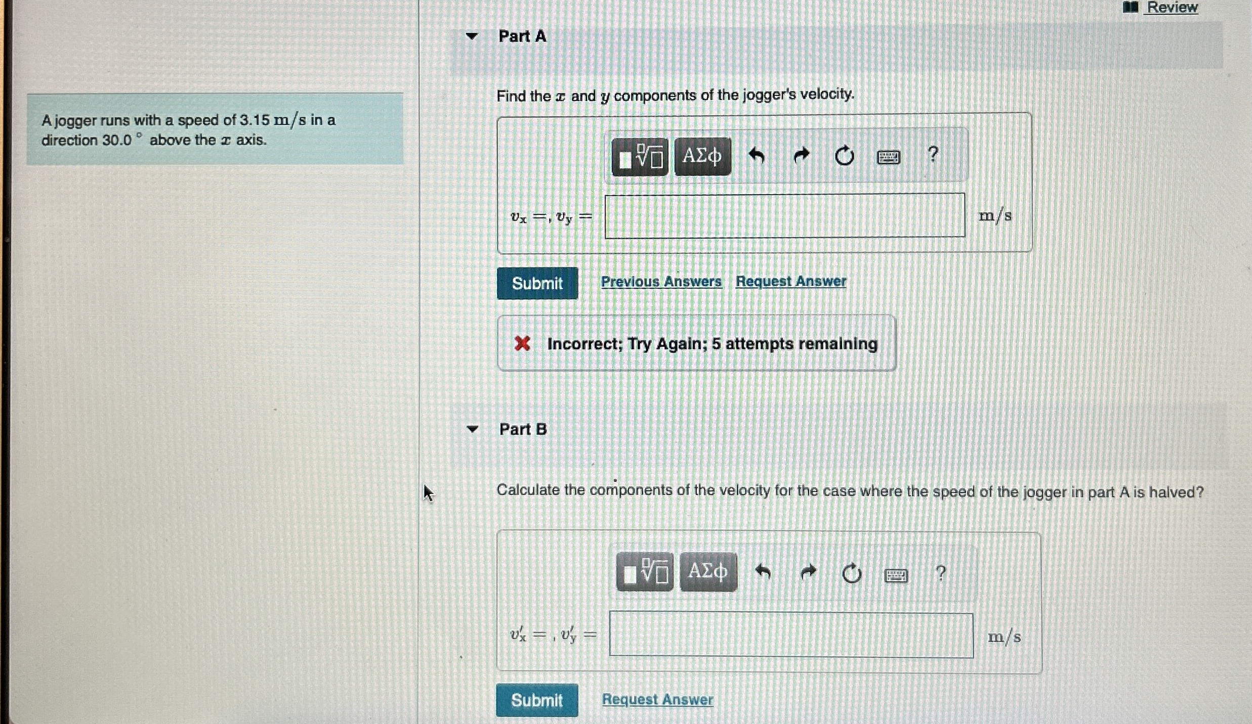Solved Part AA jogger runs with a speed of 3.15ms ﻿in | Chegg.com