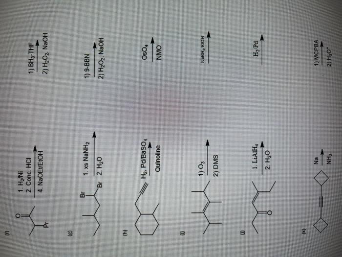 Solved 1. H2/Ni 2. Conc. HCl 4. NaOEVEtOH 1) BH3THF 2) | Chegg.com