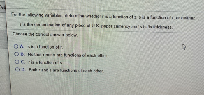 Solved For the following variables, determine whether r is a | Chegg.com