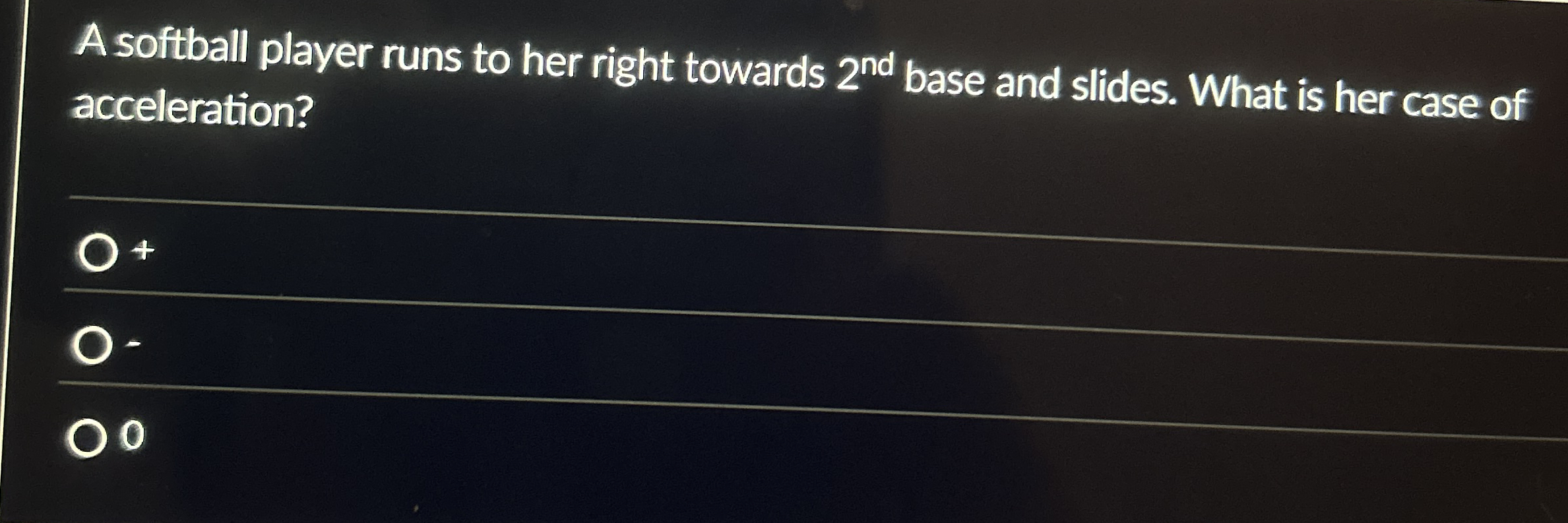 Solved A softball player runs to her right towards 2nd | Chegg.com