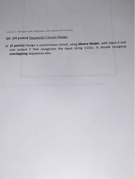 Solved CLO2.2: Design state diagrams and sequential circuits | Chegg.com
