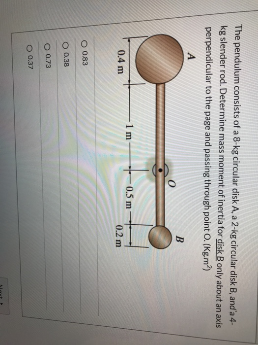 Solved The pendulum consists of a 8-kg circular disk A, a | Chegg.com