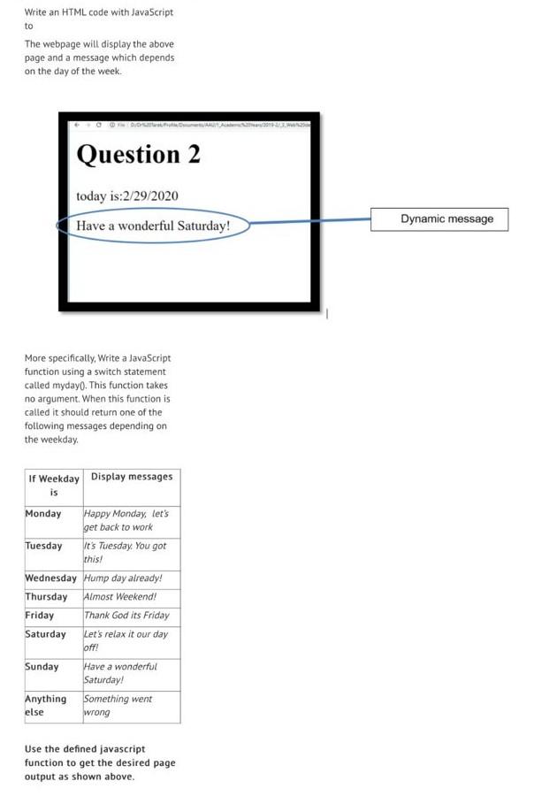 Solved Write an HTML code with JavaScript to The webpage | Chegg.com