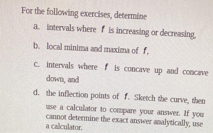 Solved For the following exercises, analyze the graphs of | Chegg.com