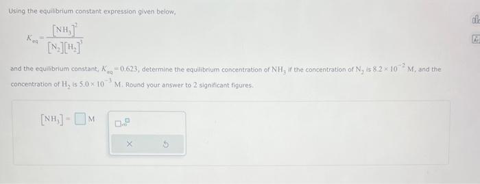 Solved Using the equilbrium constant expression given below. | Chegg.com