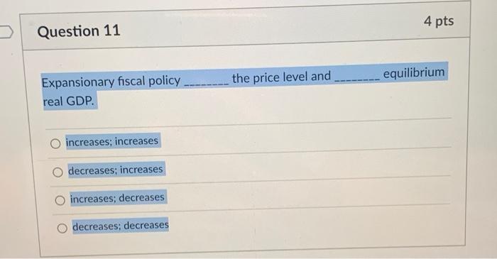Solved > Question 9 4 pts If the federal government's | Chegg.com