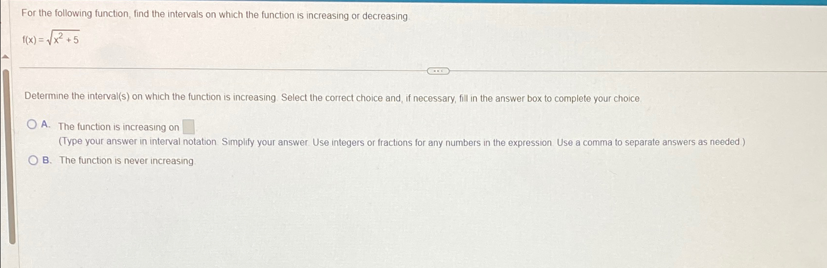 Solved For the following function, find the intervals on | Chegg.com