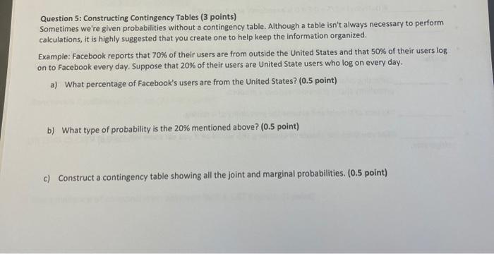 Solved Question 5: Constructing Contingency Tables (3 | Chegg.com