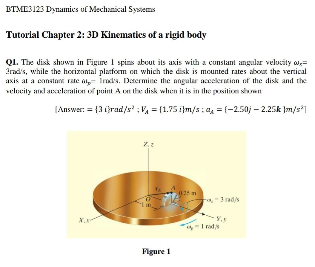 Solved Dynamics of mechanic topic - Three Dimensional | Chegg.com