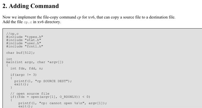 Solved how do I add a command and then modify the makefile? | Chegg.com