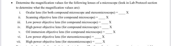 Solved - Determine the magnification values for the | Chegg.com