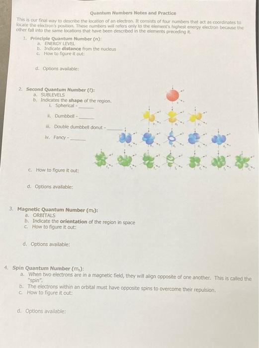Solved Quantum Numbers Notes and Practice This is our final | Chegg.com