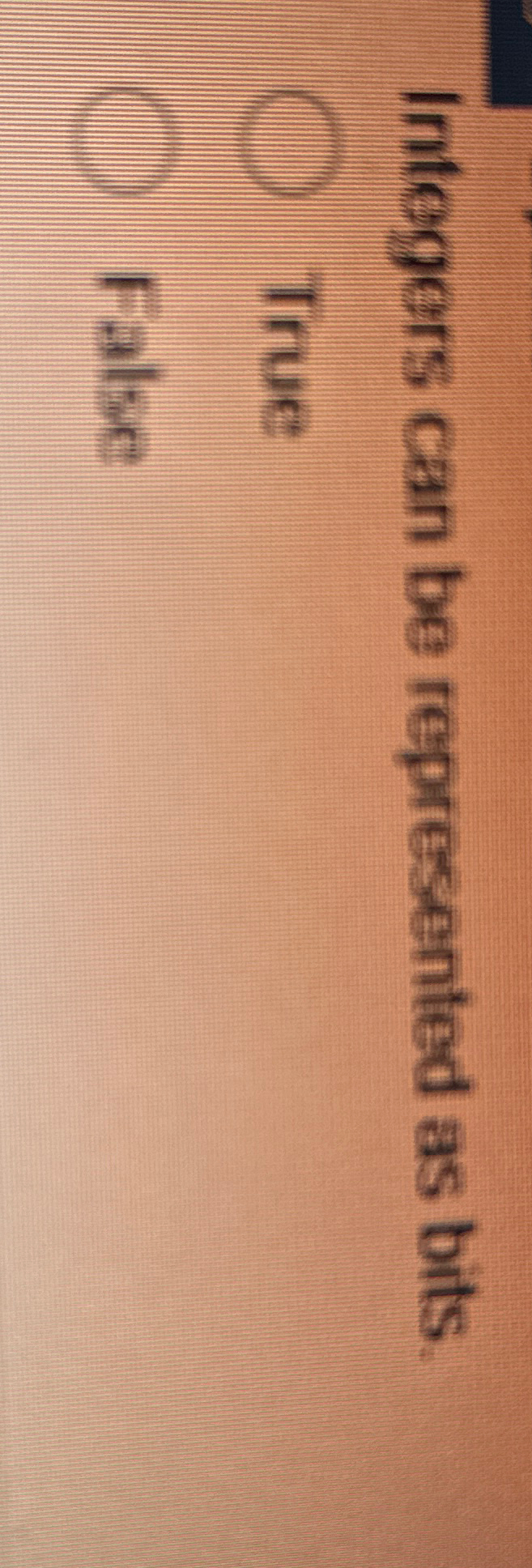Solved Integers can be represented as bits.TrueFalse | Chegg.com