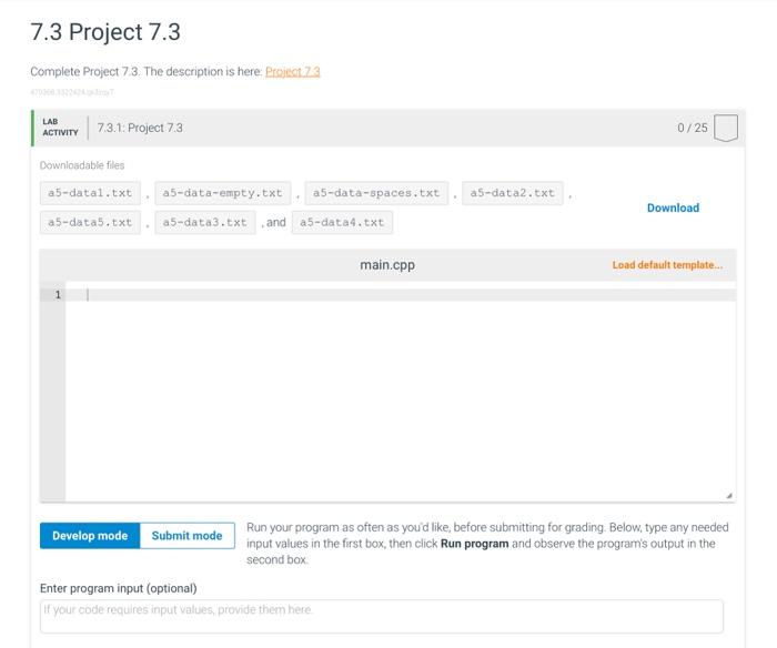 Solved Complete Project 7.3. The description is here Project | Chegg.com