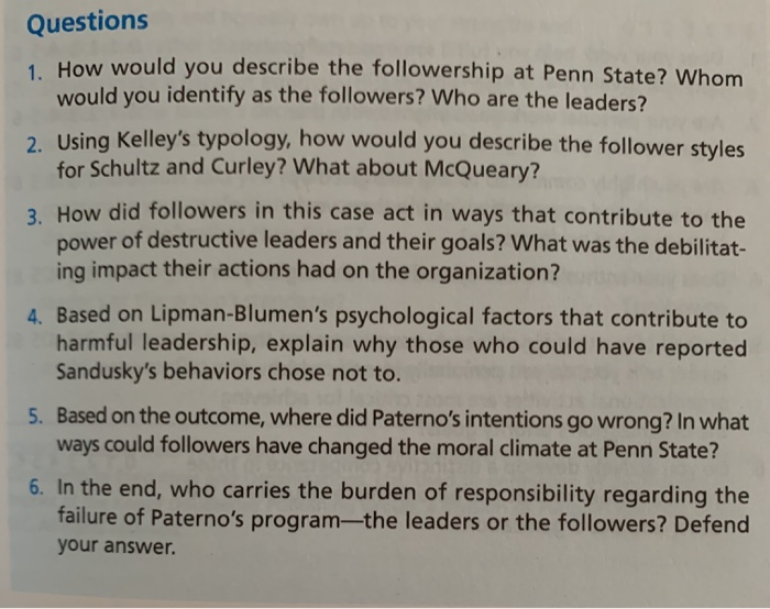 Questions How would you describe the followership at | Chegg.com