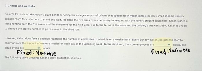 Solved 1: variable/fixed2: variable/fixed3. fill in blank - | Chegg.com