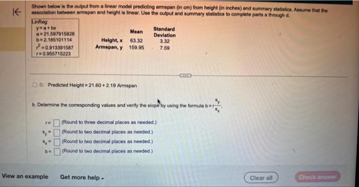 Solved Shown below is the output from a finear model | Chegg.com