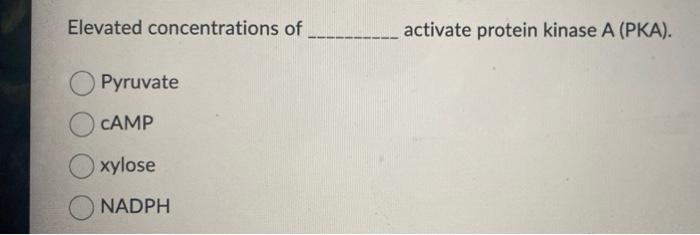 Solved Elevated concentrations of activate protein kinase | Chegg.com