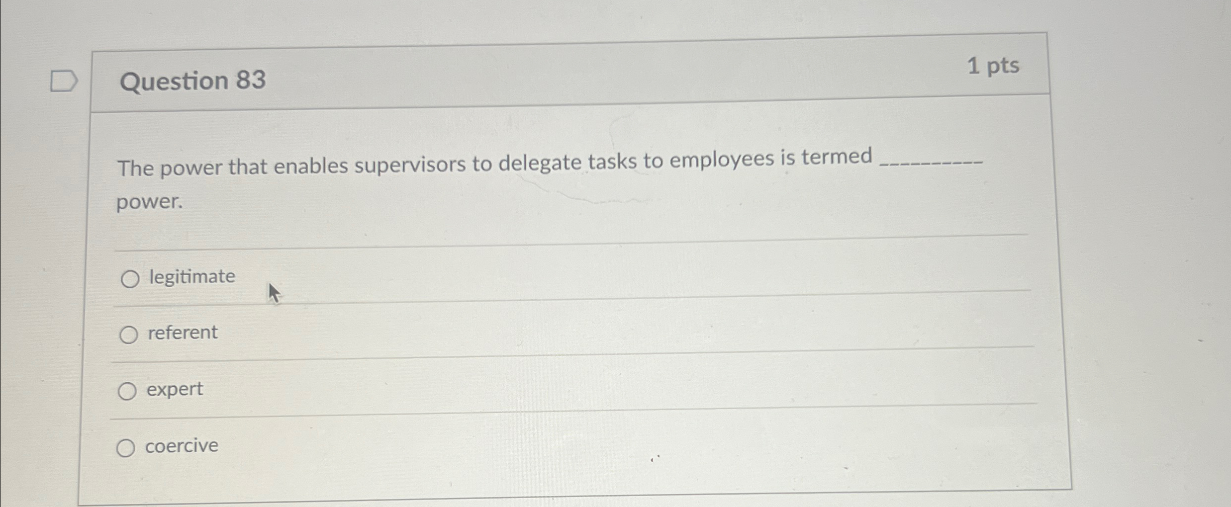 Solved Question 831 ﻿ptsThe power that enables supervisors | Chegg.com