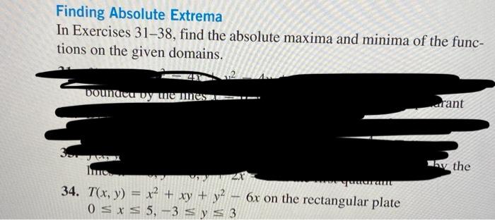 Solved Finding Absolute Extrema In Exercises 31-38, find the | Chegg.com