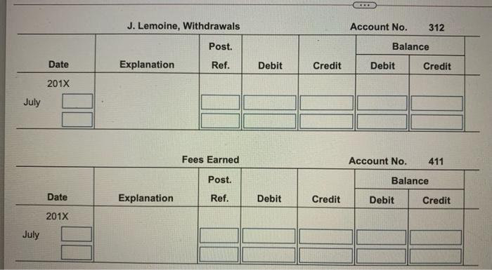 Solved (b) Post to the ledger (use a four-column account). | Chegg.com