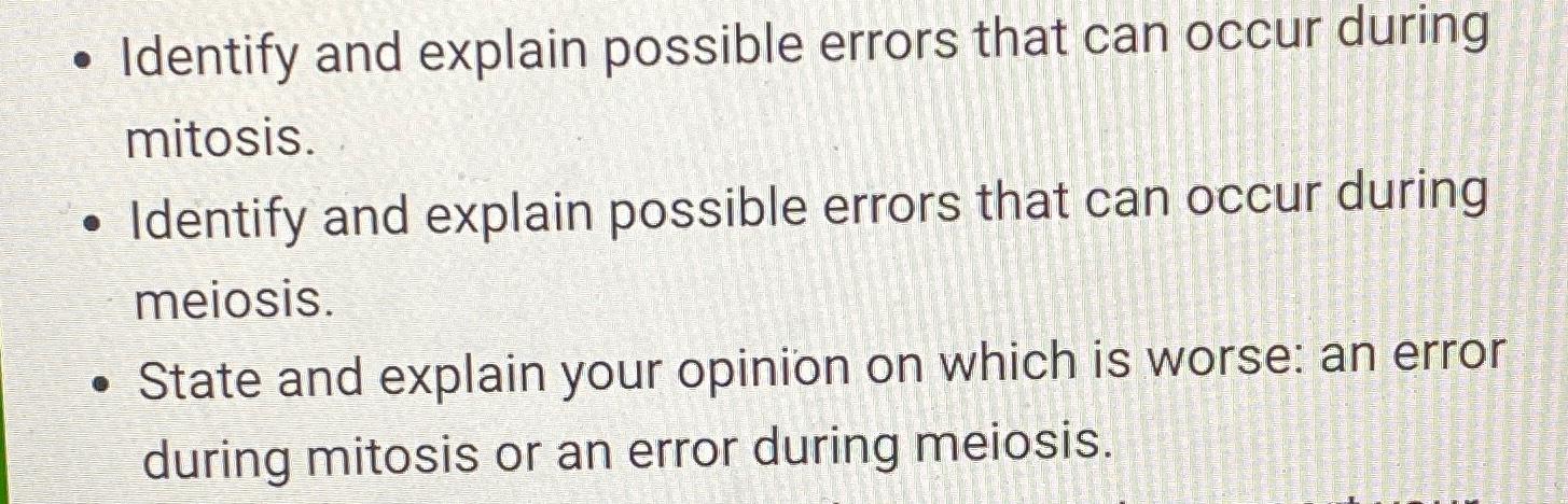 Solved Identify and explain possible errors that can occur | Chegg.com