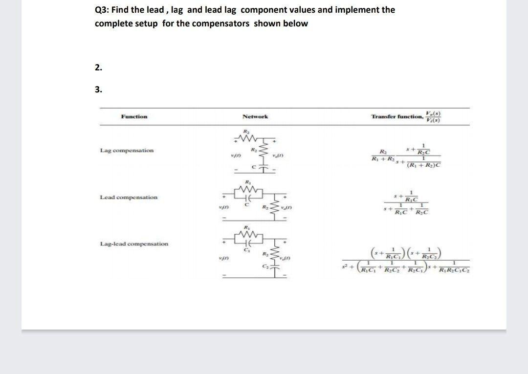 Solved Q3: Find the lead , lag and lead lag component values | Chegg.com