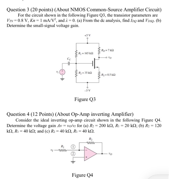 Solved Question 3 (20 points) (About NMOS Common-Source | Chegg.com