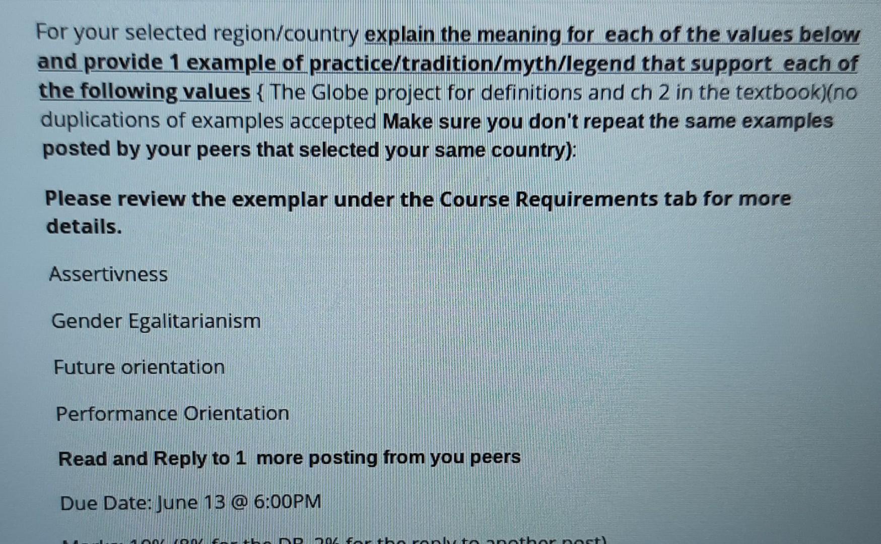 For your selected region/country explain the meaning | Chegg.com