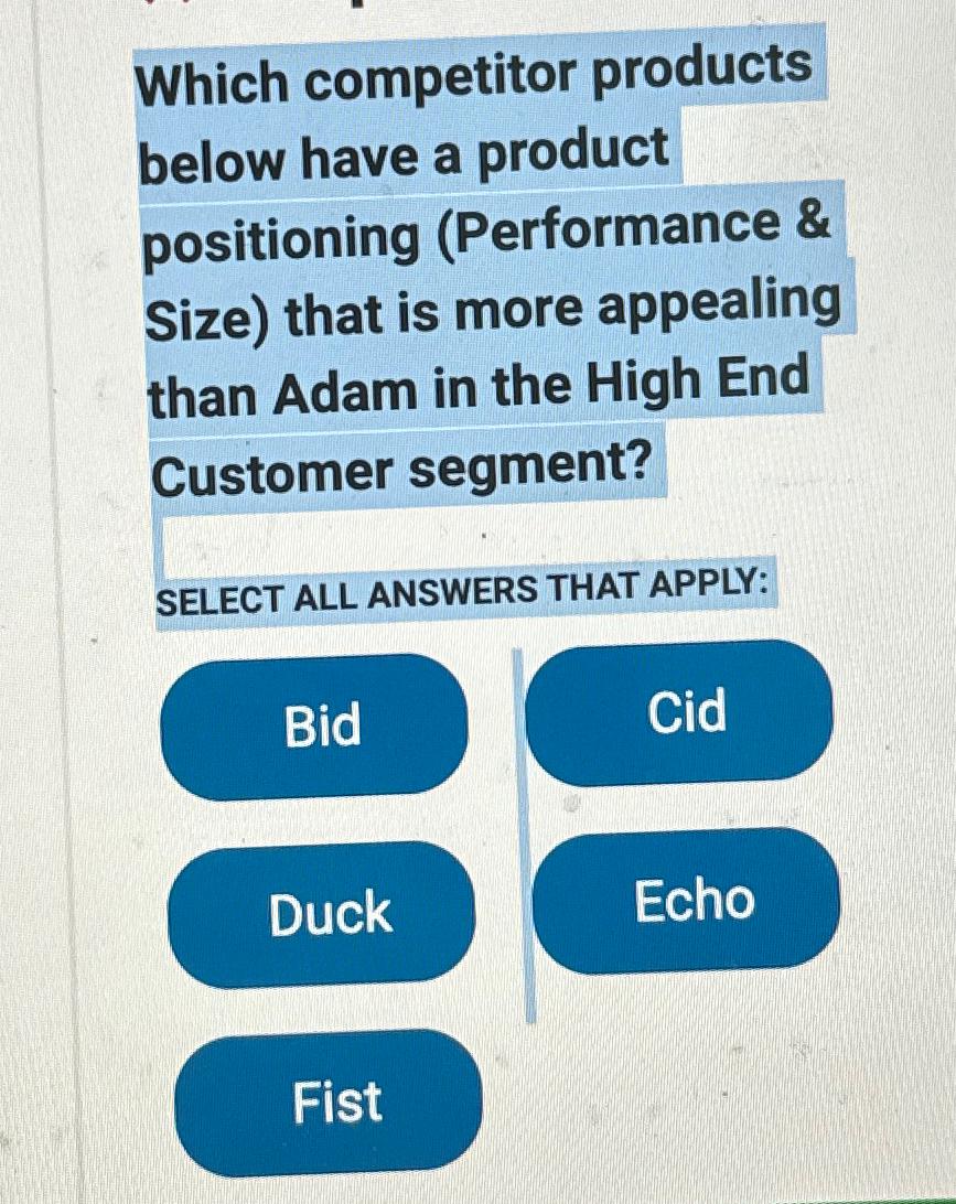 Solved Which competitor products below have a product | Chegg.com